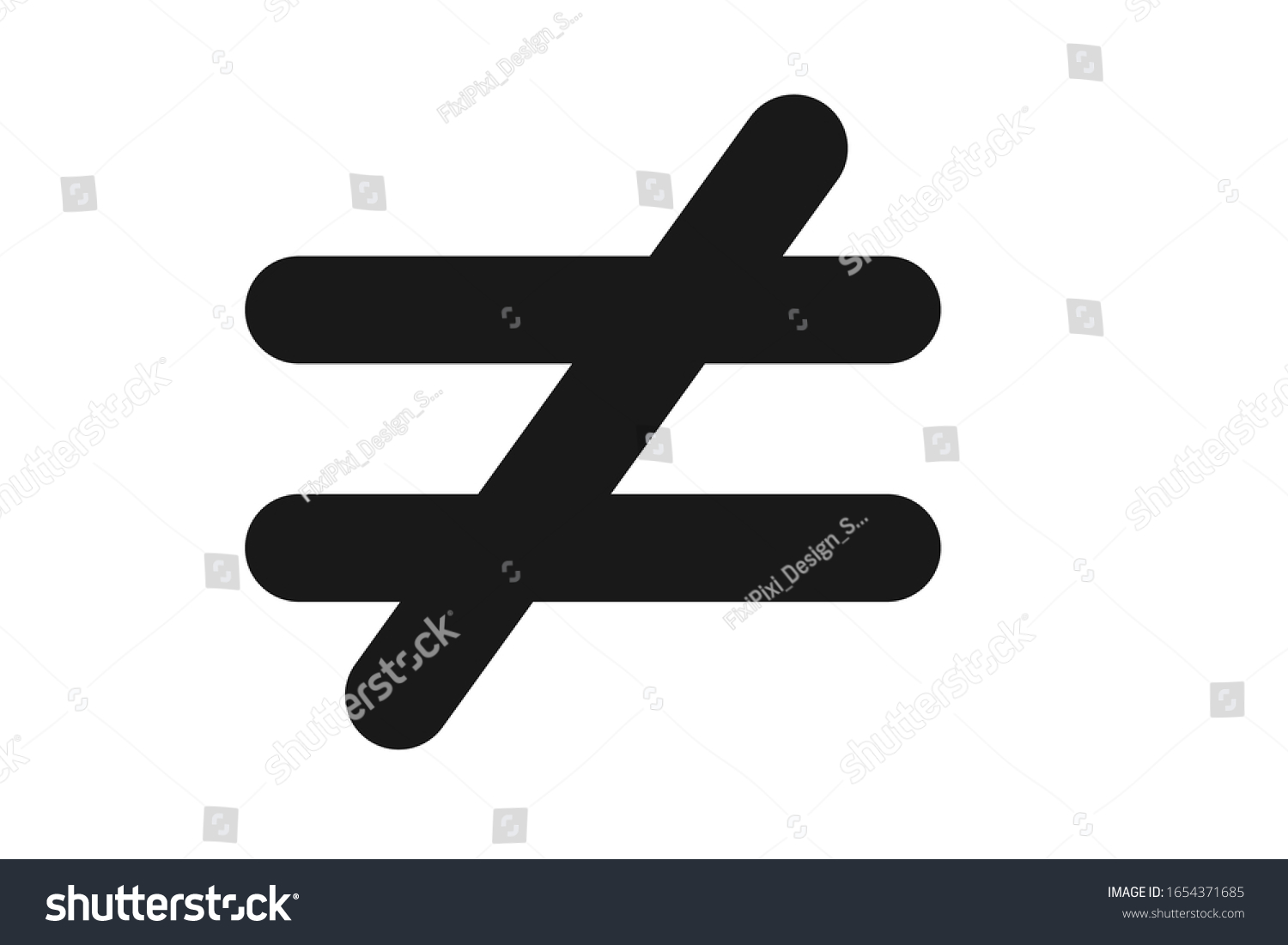 Not Equal Icon Vector Isolate Stock Vector (Royalty Free) 1654371685 ...