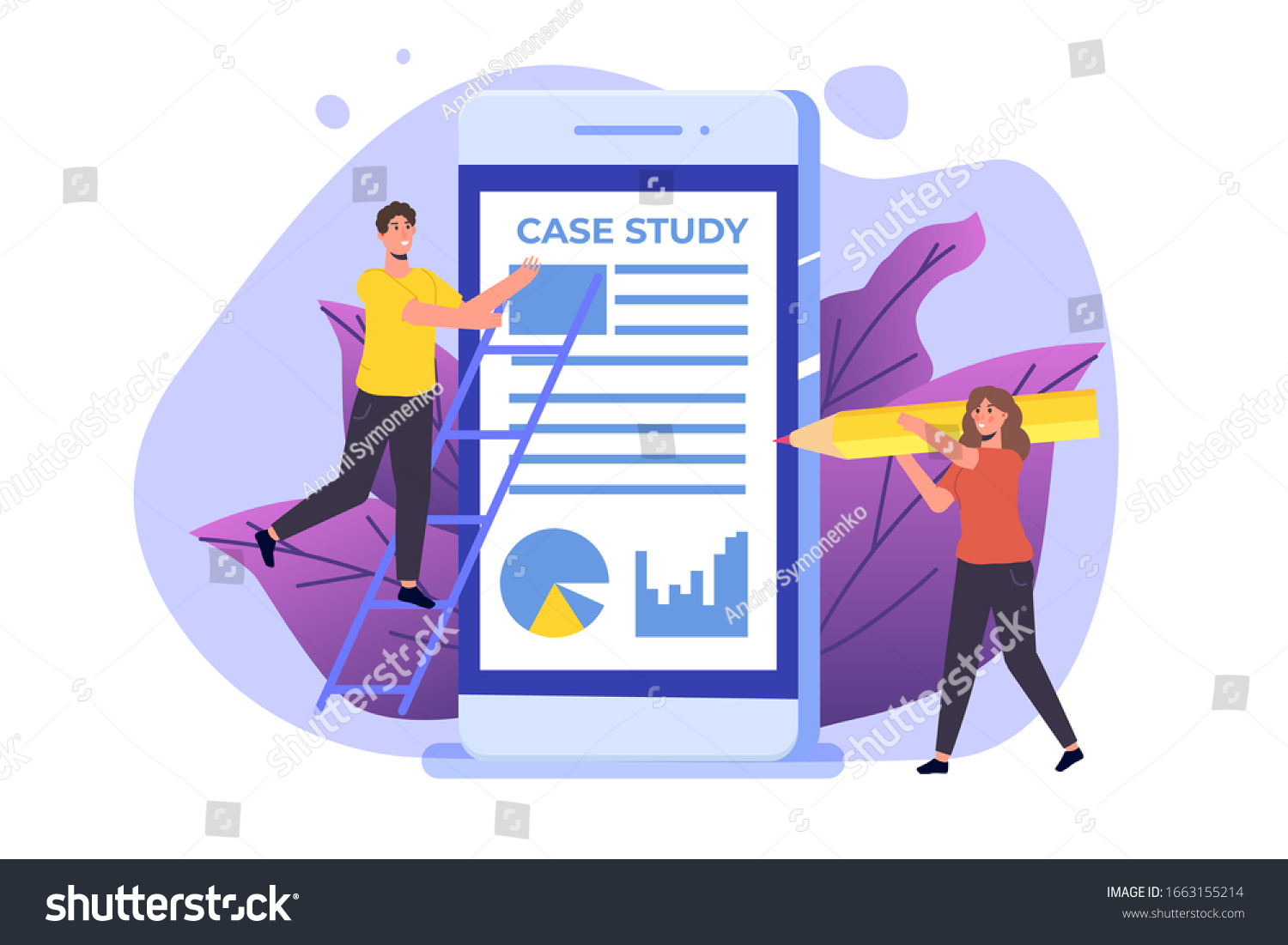 Case Study Concept Tiny Character Flat Stock Vector (Royalty Free ...