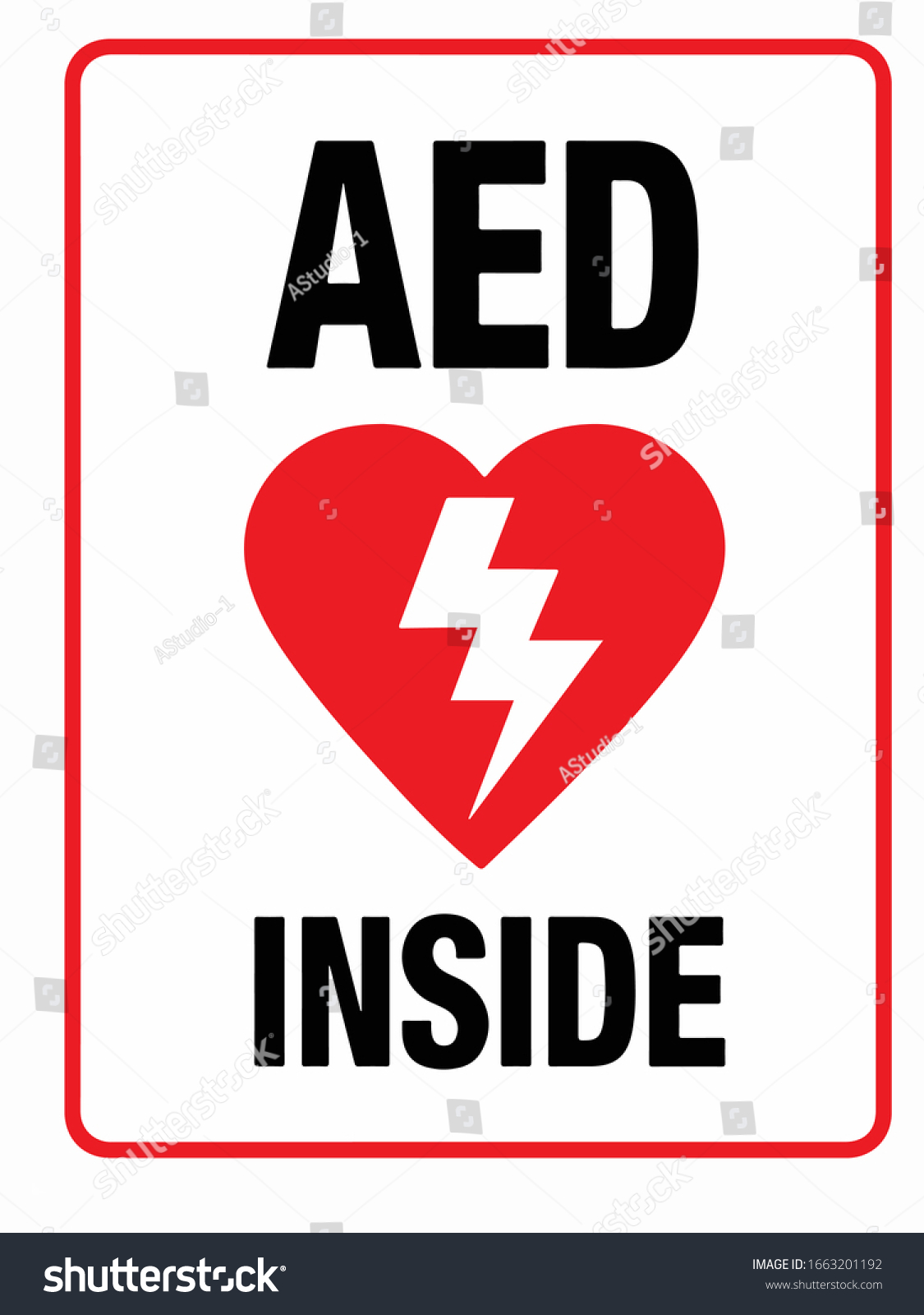 Aed Inside Wall Sign Vector Illustration Stock Vector (Royalty Free ...