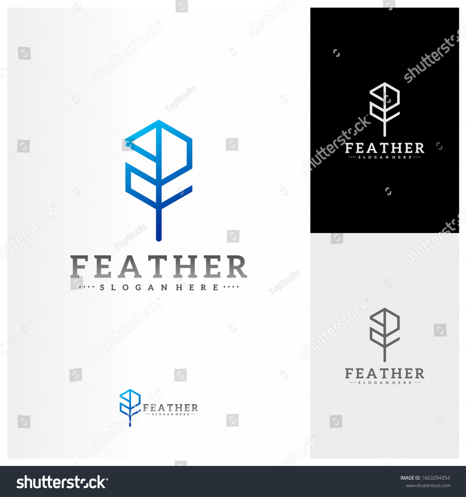 Feather Logo Design Vector Template Simple Stock Vector (Royalty Free ...