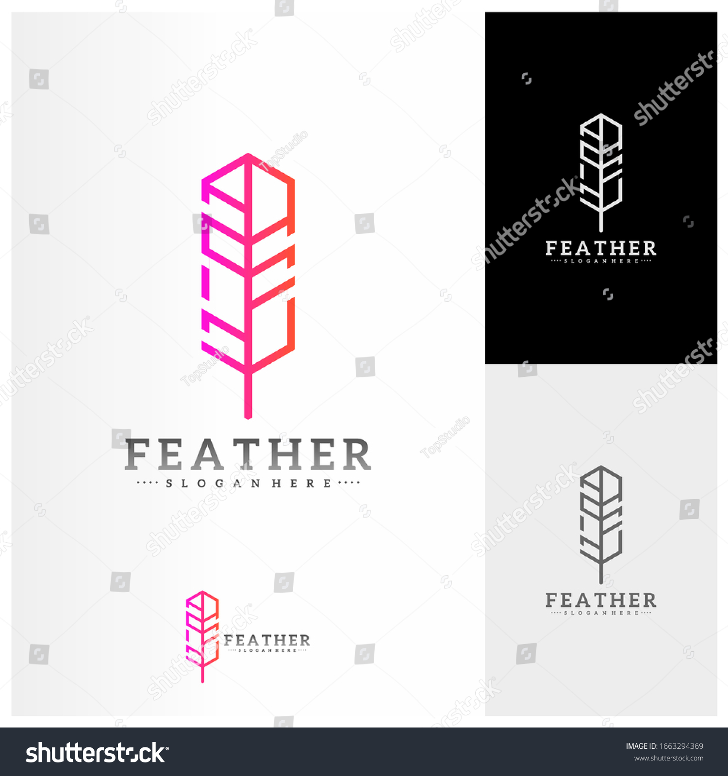 Feather Logo Design Vector Template Simple Stock Vector (Royalty Free ...