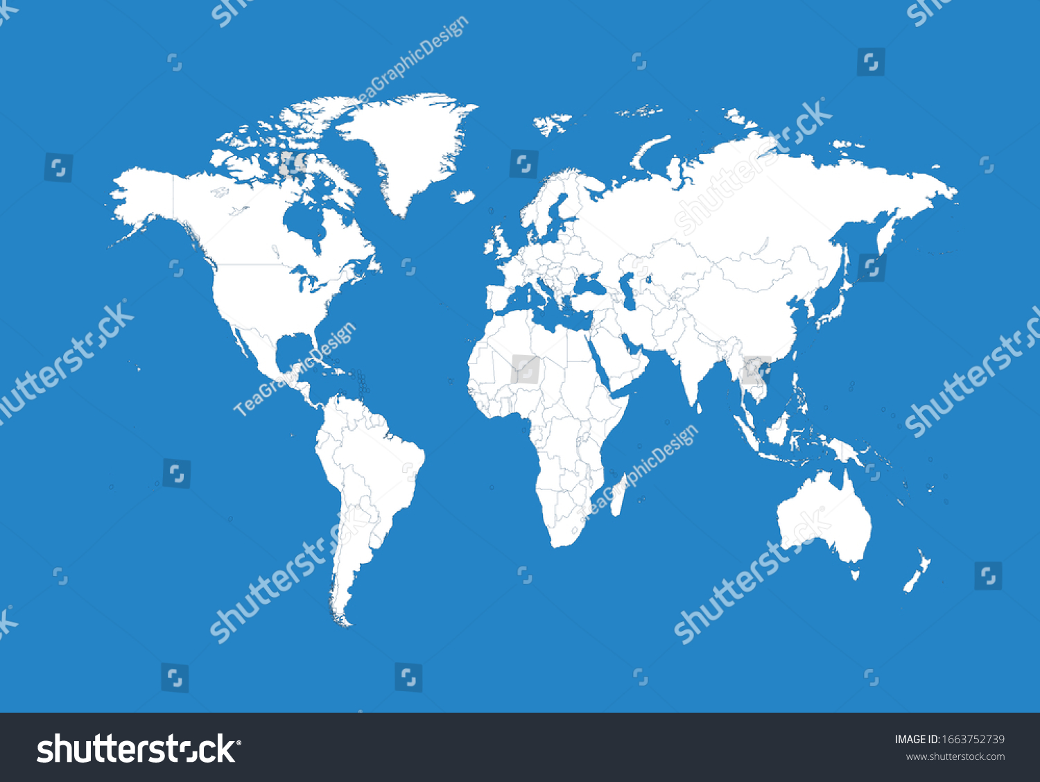 World Map Blue Borders Vector Background 库存矢量图（免版税）1663752739 ...
