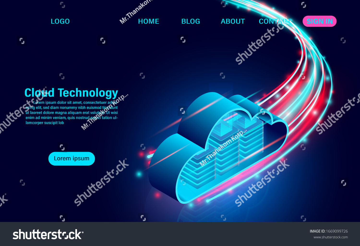 Cloud Technology Concept Online Computing Technology Stock Vector ...