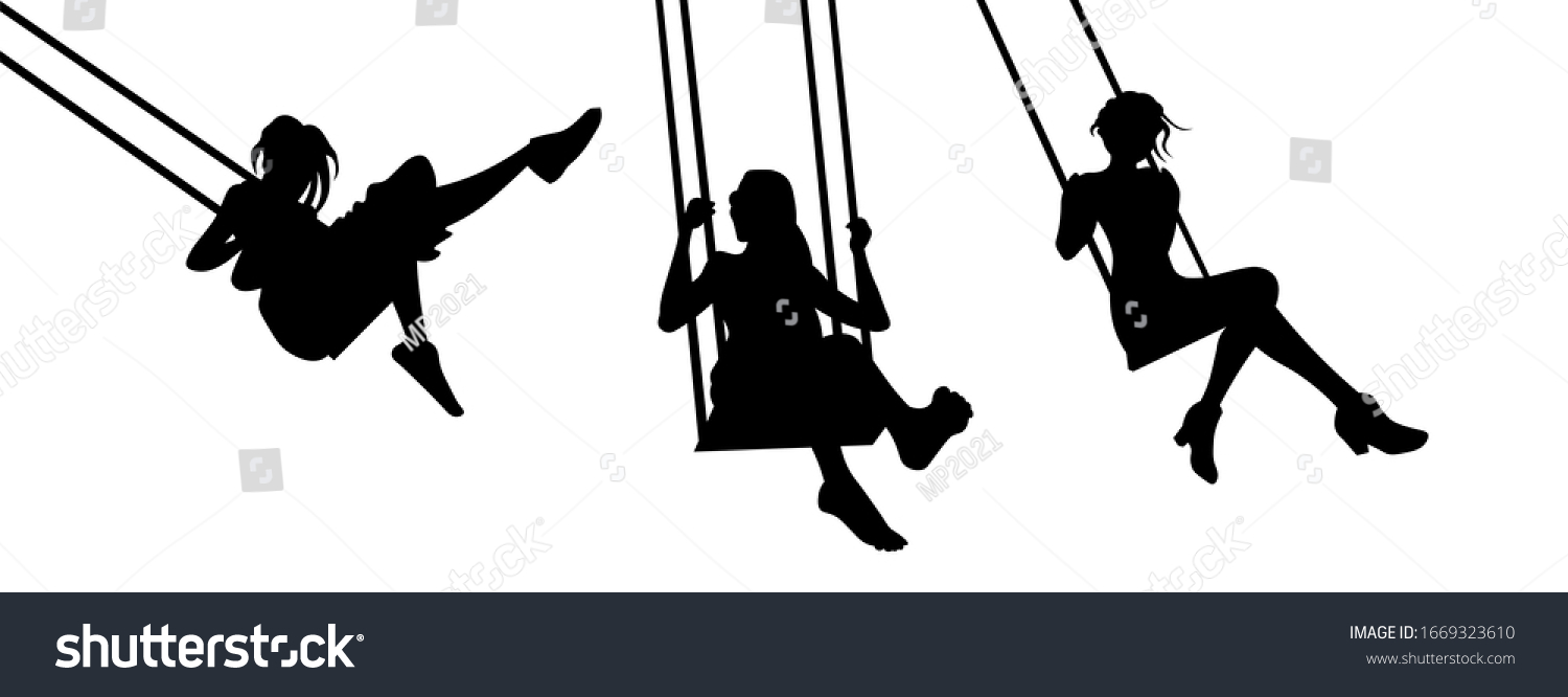 Women Swinging On Swing Silhouettes Set Stock Vector Royalty Free 1669323610 Shutterstock