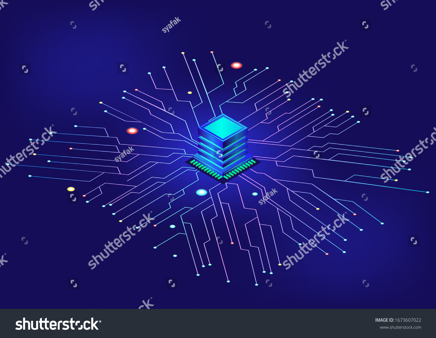 Isometric Computer Processor Chip Background Vector Stock Vector (Royalty Free) 1673607022 ...