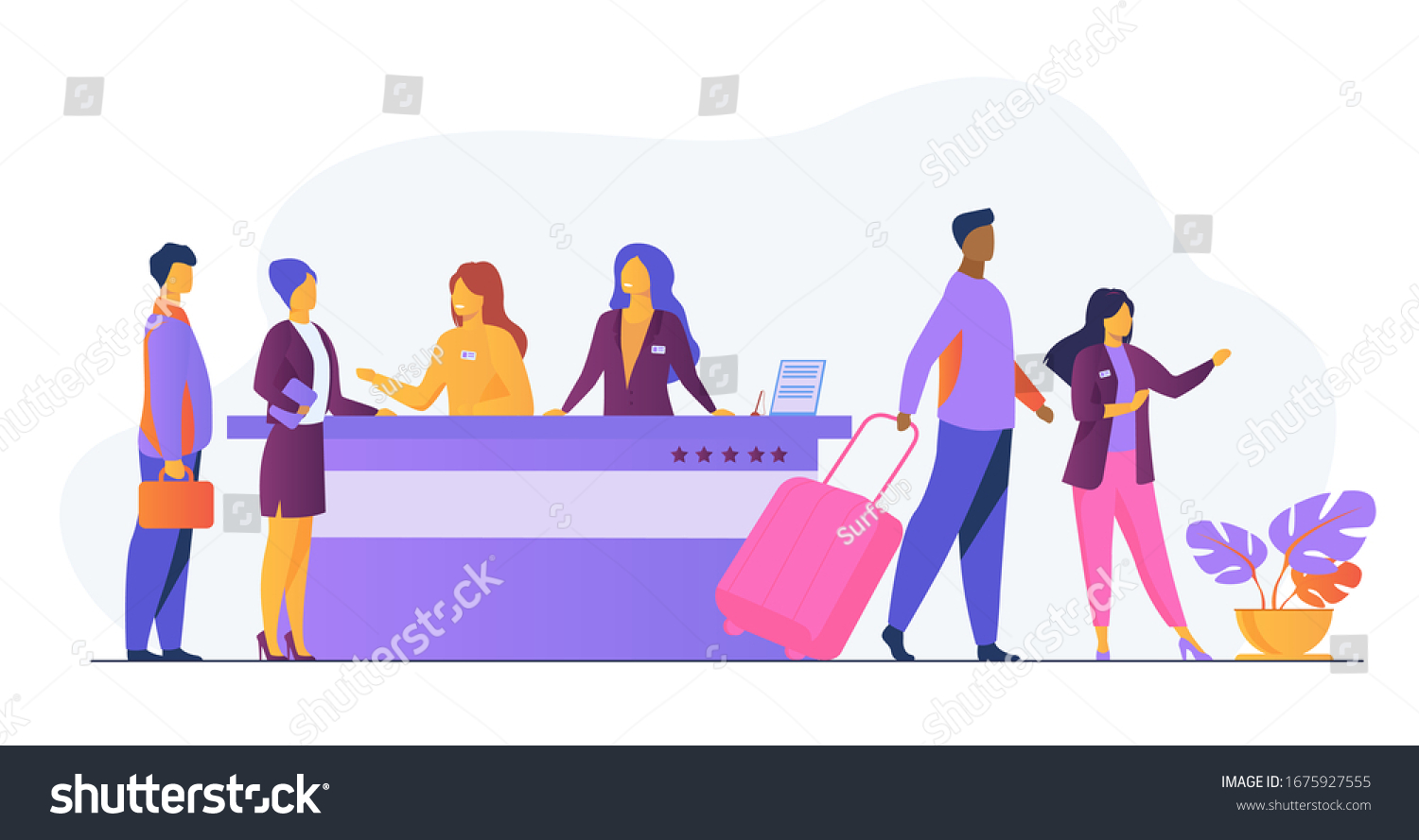 Friendly Receptionists Hotel Registration Desk Help Stock Vector ... Friendly Receptionists Hotel Registration Desk Help Stock Vector ...