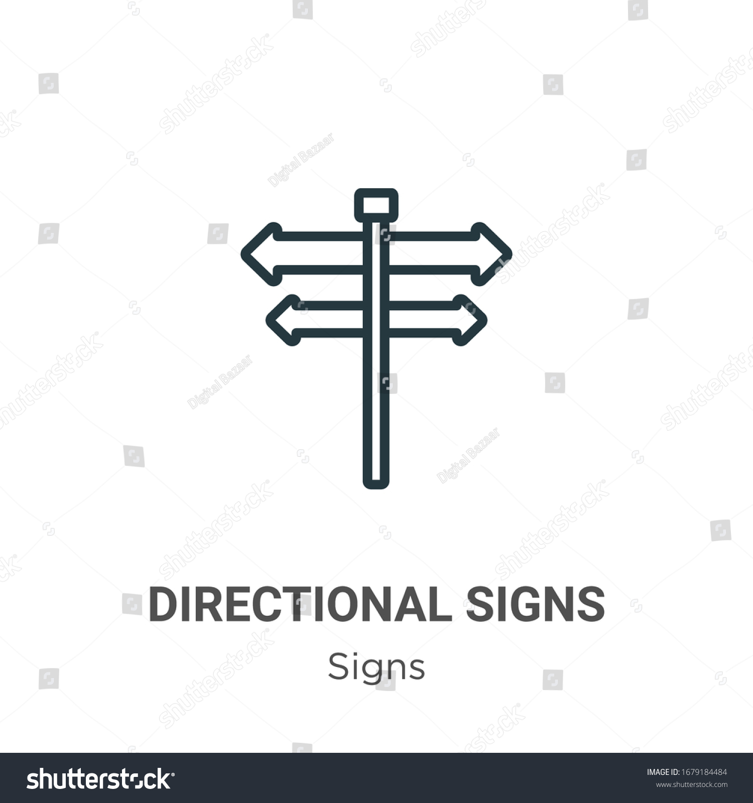 Directional Signs Outline Vector Icon Thin Stock Vector (Royalty Free ...