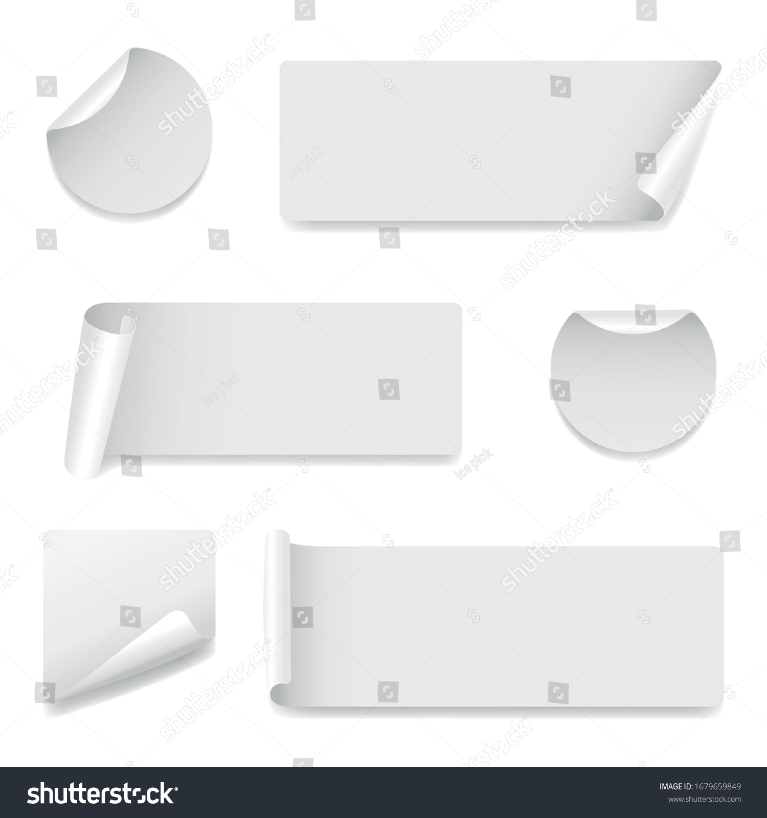 Set Vector White Paper Stickers Different Stock Vector (royalty Free