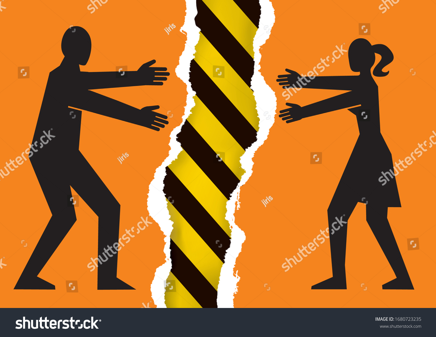 Separated Couple Dangerous Relationship Illustration Torn Stock Vector