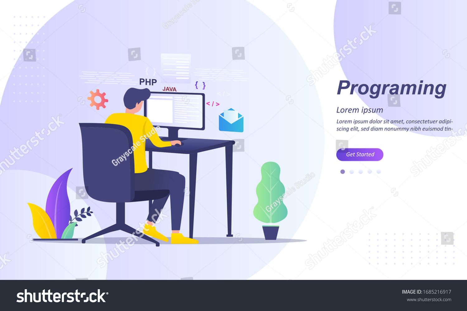 Developing Programming Concept Software Developer Computer: เวกเตอร์ ...