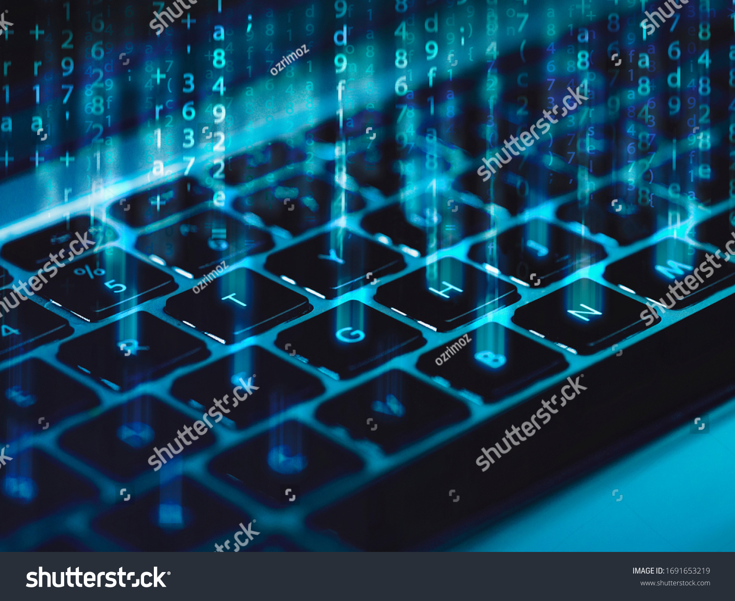 Illuminated Keyboard Floating Code Stock Photo 1691653219 | Shutterstock