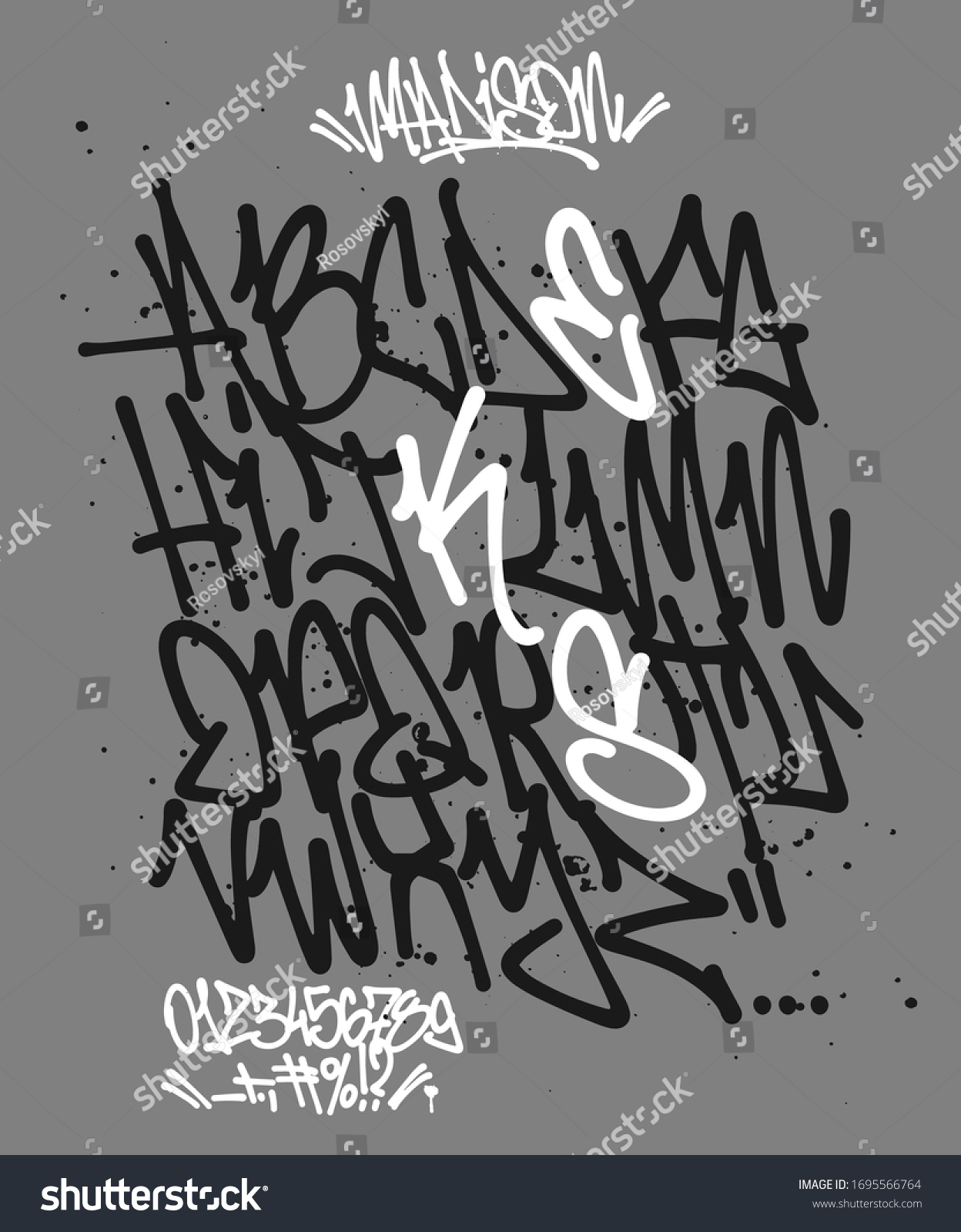 Marker Graffiti Font Handwritten Typography Vector เวกเตอร์สต็อก ปลอด