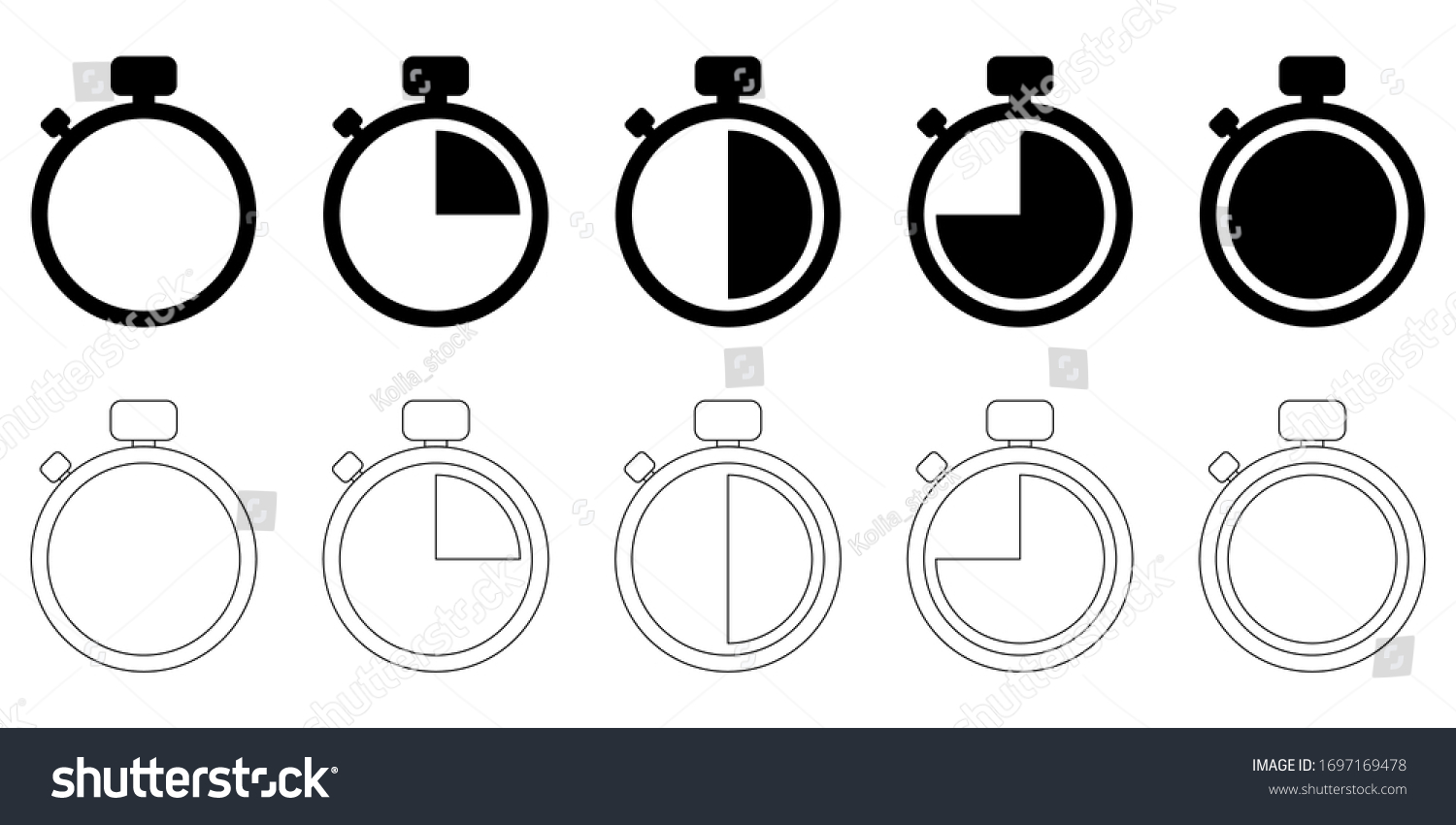 Set Timer Vector Icon Stopwatch Symbol Stock Vector (Royalty Free ...