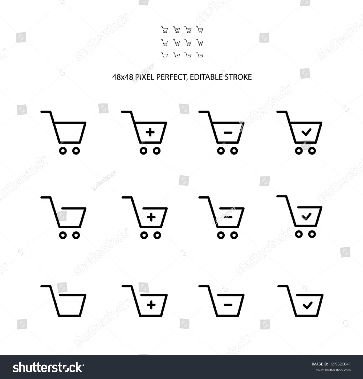 Shopping Cart Simple Black Line Web Stock Vector Royalty Free 1699526041 Shutterstock