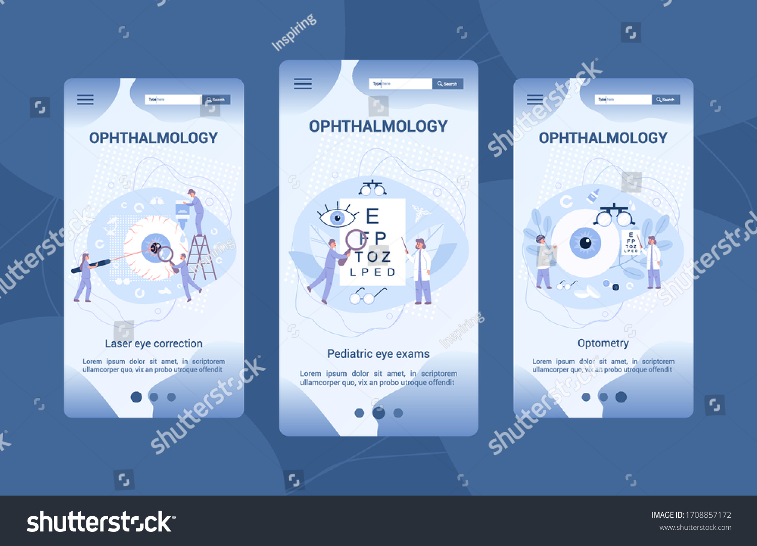 Ophthalmology Clinicmobile Application Banner Set Idea Stock Vector ... Ophthalmology Clinicmobile Application Banner Set Idea Stock Vector ...