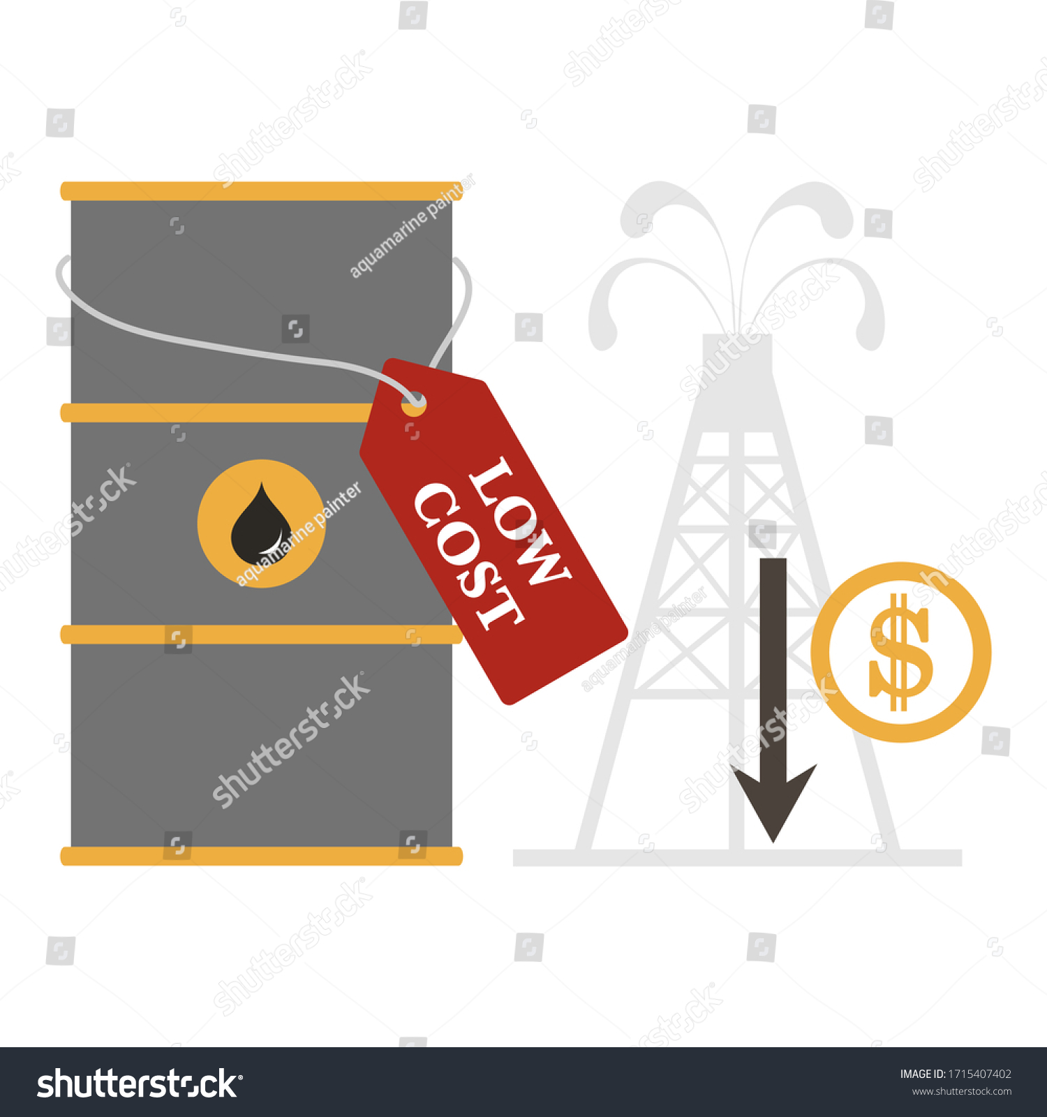 Vector Illustration Oil Price Decrease Petroleum Stock Vector (Royalty Free) 1715407402 ...