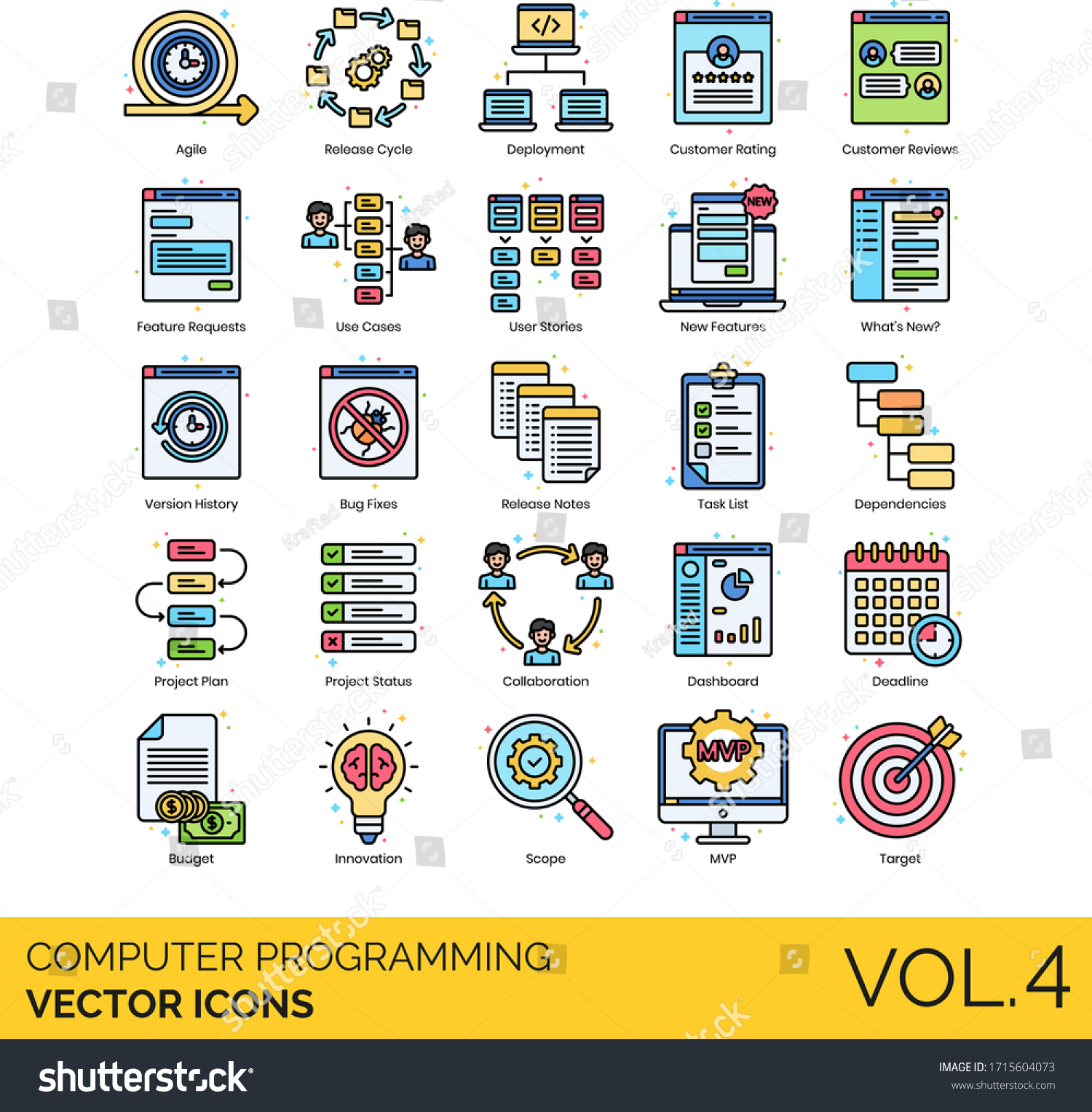 Computer Programming Icons Including Agile Cycle Stock Vector (Royalty ...