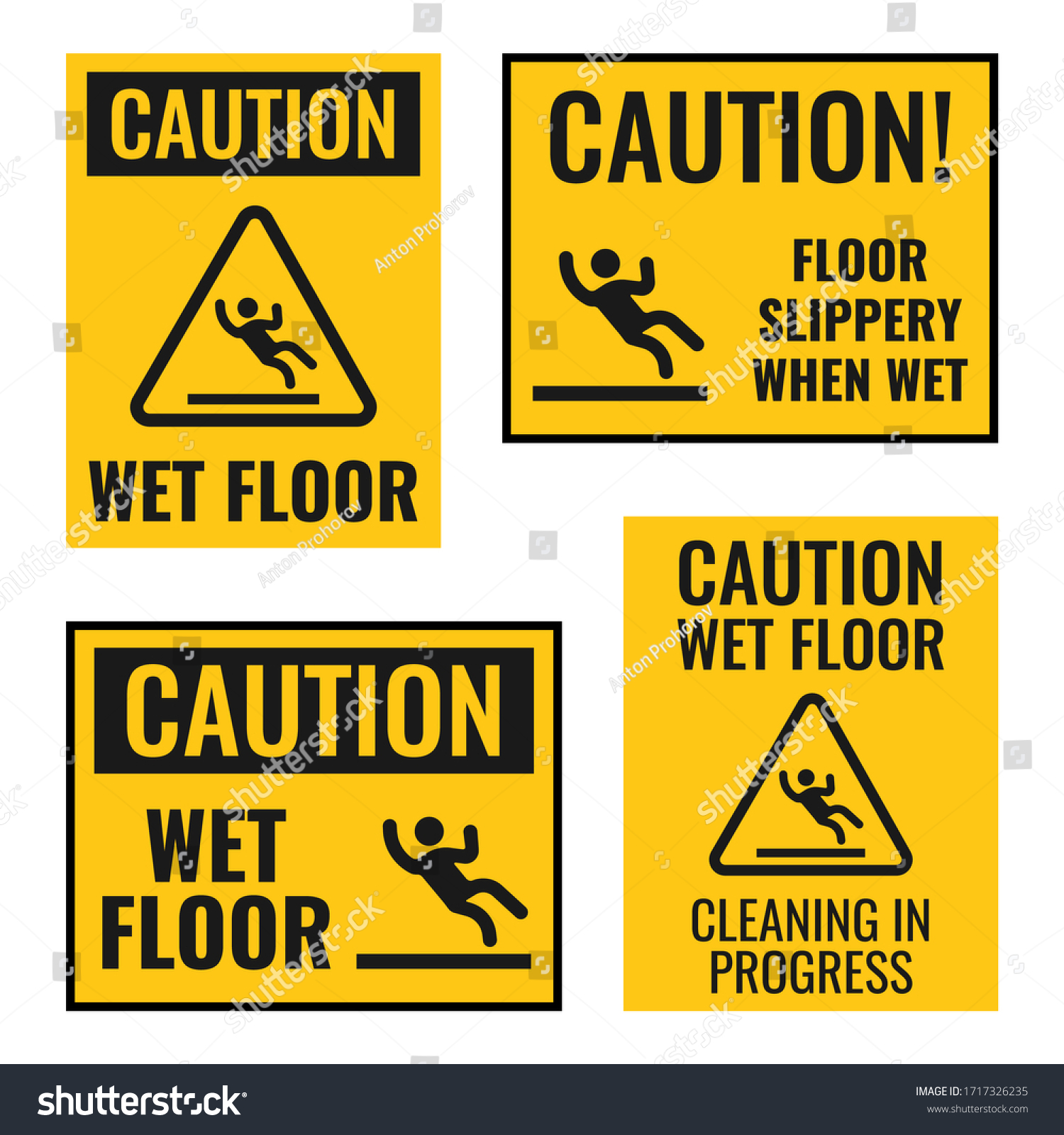 Wet Floor Danger Caution Sign Set Stock Vector (Royalty Free ... Wet Floor Danger Caution Sign Set Stock Vector (Royalty Free ...