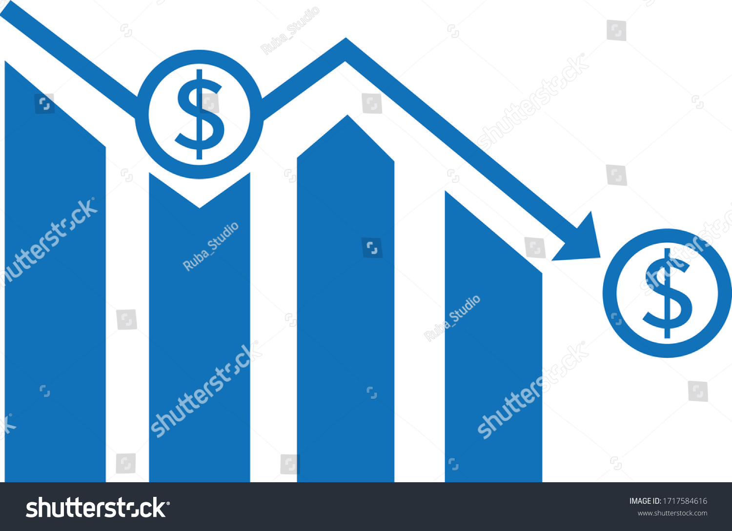 Dollar Rate Decrease Vector Line Icon Stock Vector (Royalty Free ...