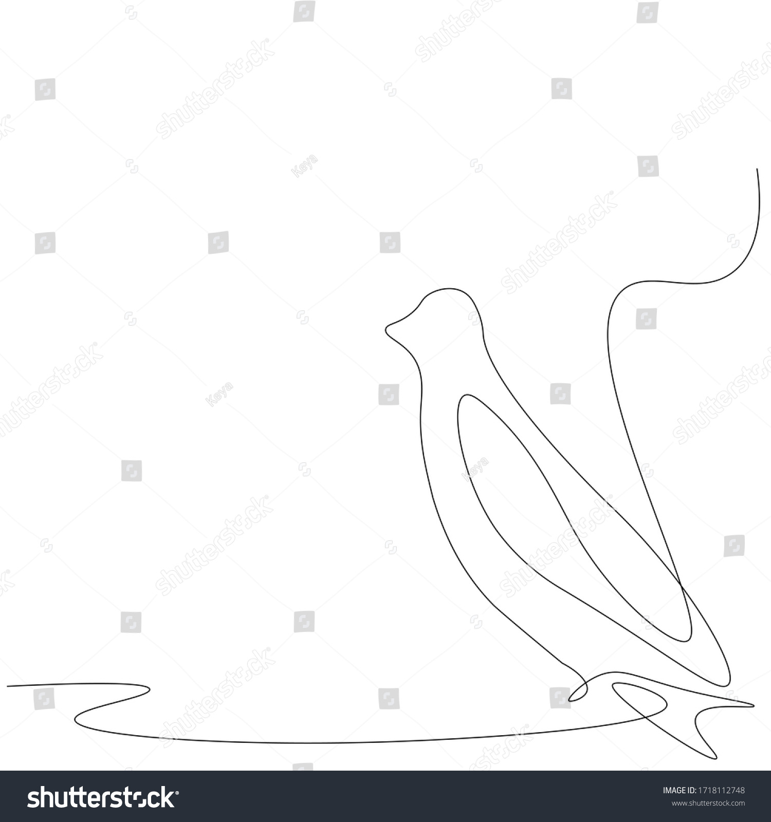 Bird Continuous Line Drawing Vector Illustration Stock Vector Royalty