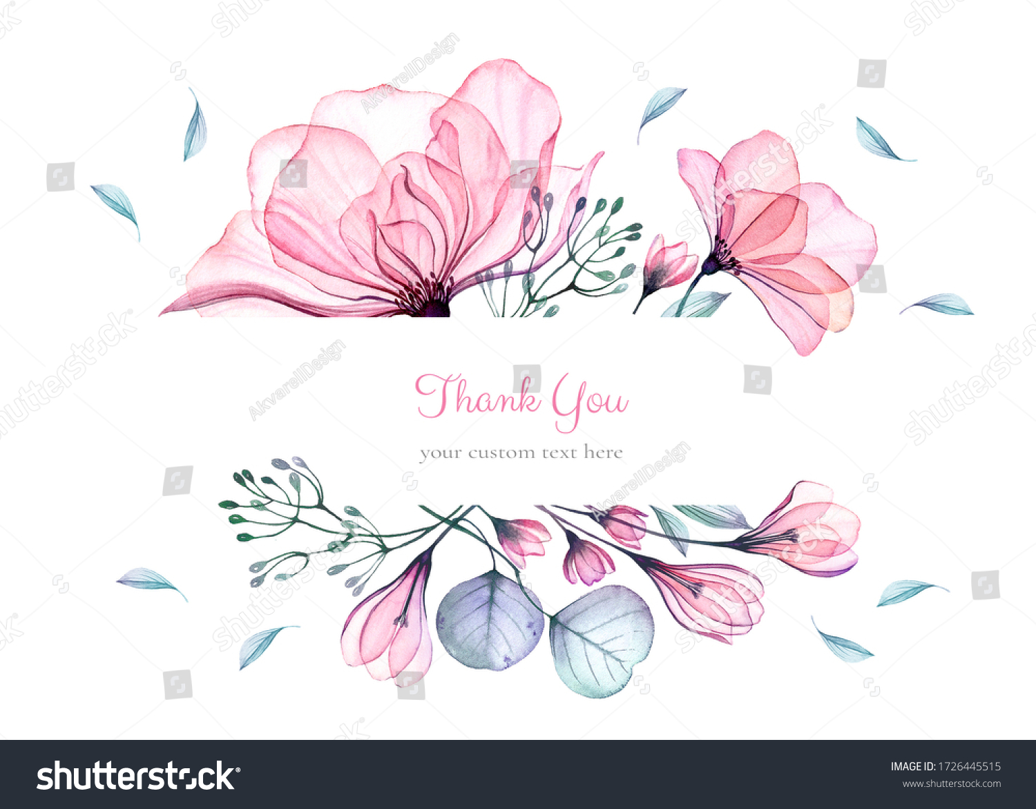 Watercolor Floral Card Template Bouquet Big Stock Illustration