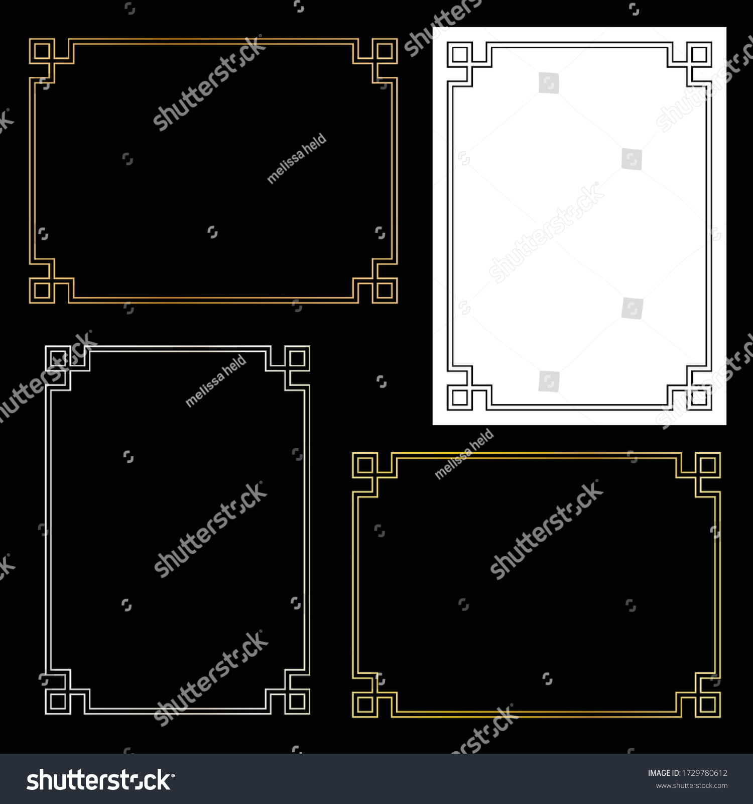Rectangular Fretwork Vector Frames Graphics 库存矢量图（免版税）1729780612 ...