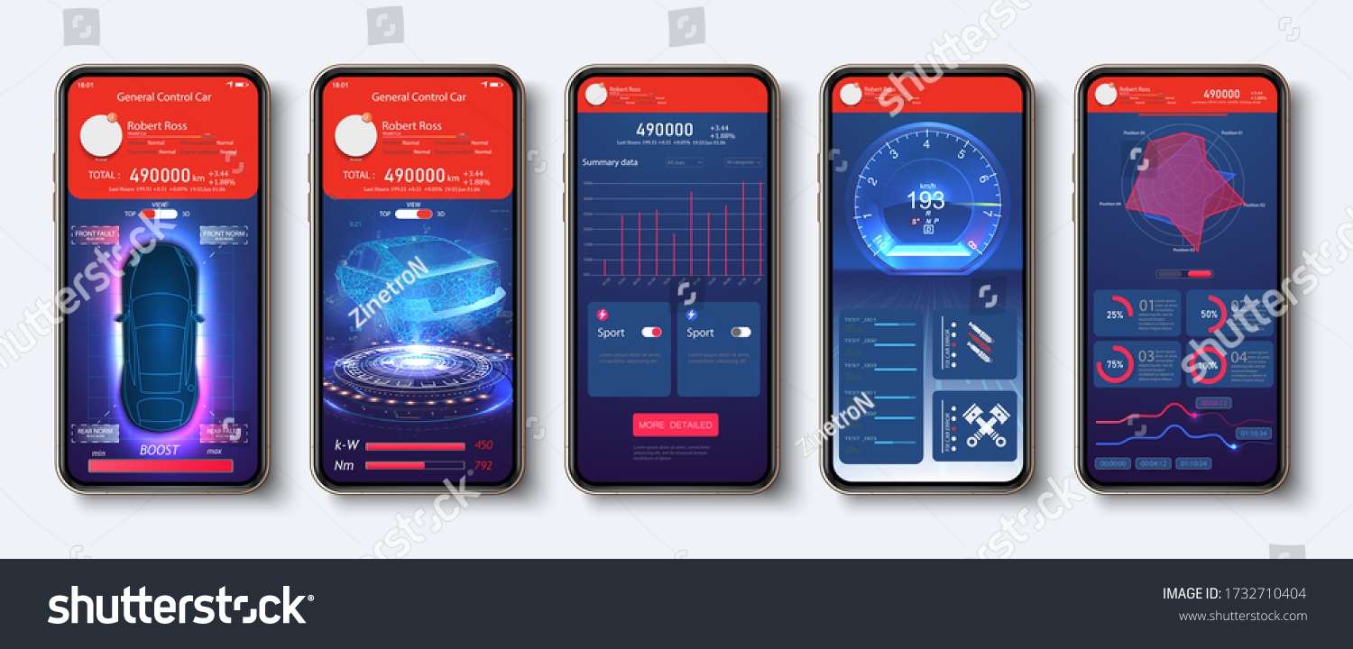 Car Control App Indicators Sensors Data Stock Vector (Royalty Free ...