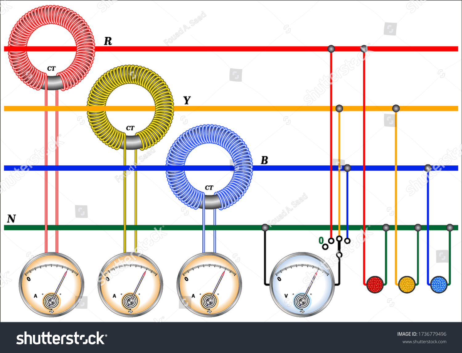 Three Phase Split Core Current Transformers Stock Vector (Royalty Free ...