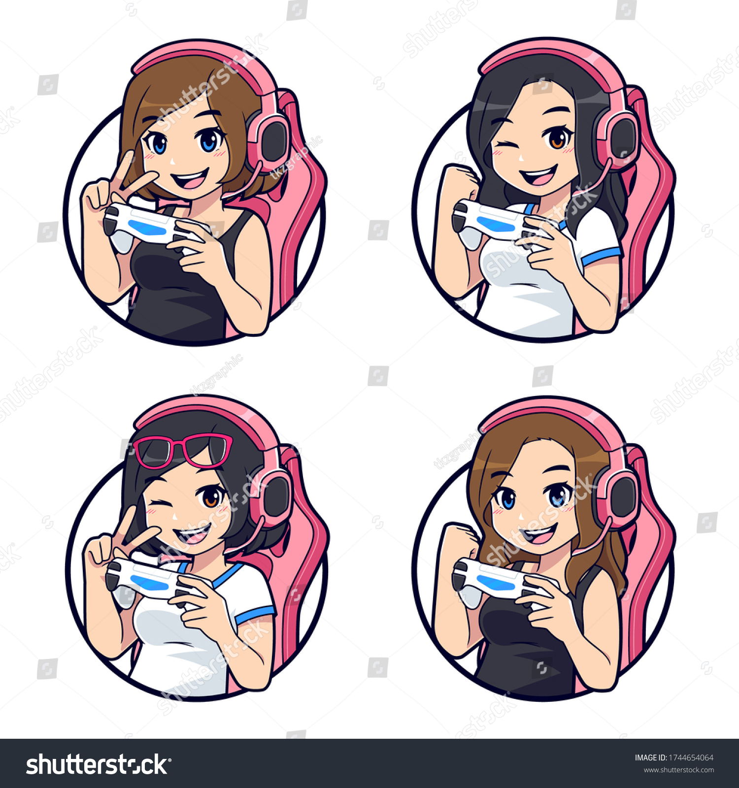 Cute Gamer Character Mascot Logo Gamer Stock Vector Royalty Free
