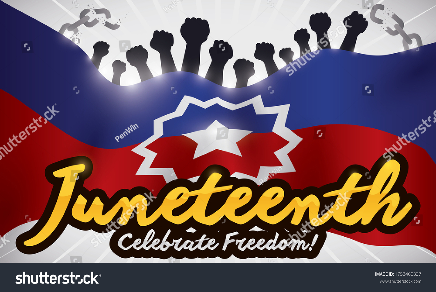 Banner Waving Juneteenth Flag Broken Chains Stock Vector (Royalty Free ... Banner Waving Juneteenth Flag Broken Chains Stock Vector (Royalty Free ...