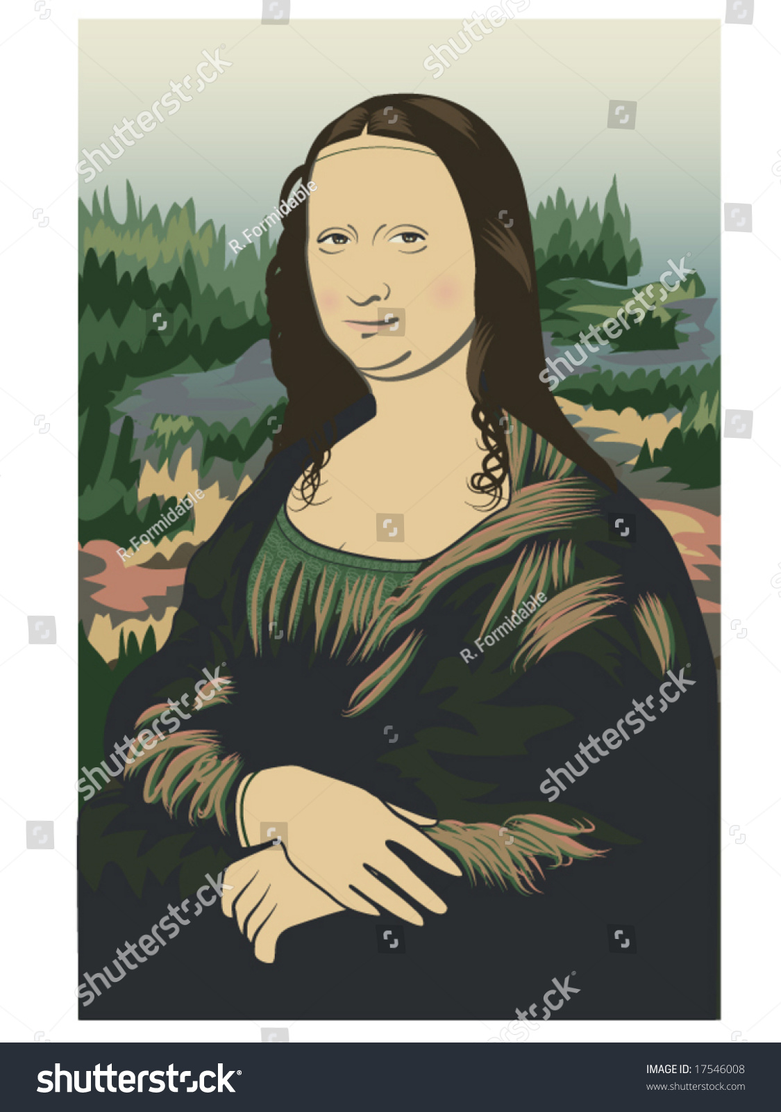 Vector Illustration Leonardo Da Vincis Mona Stock Vector Royalty Free