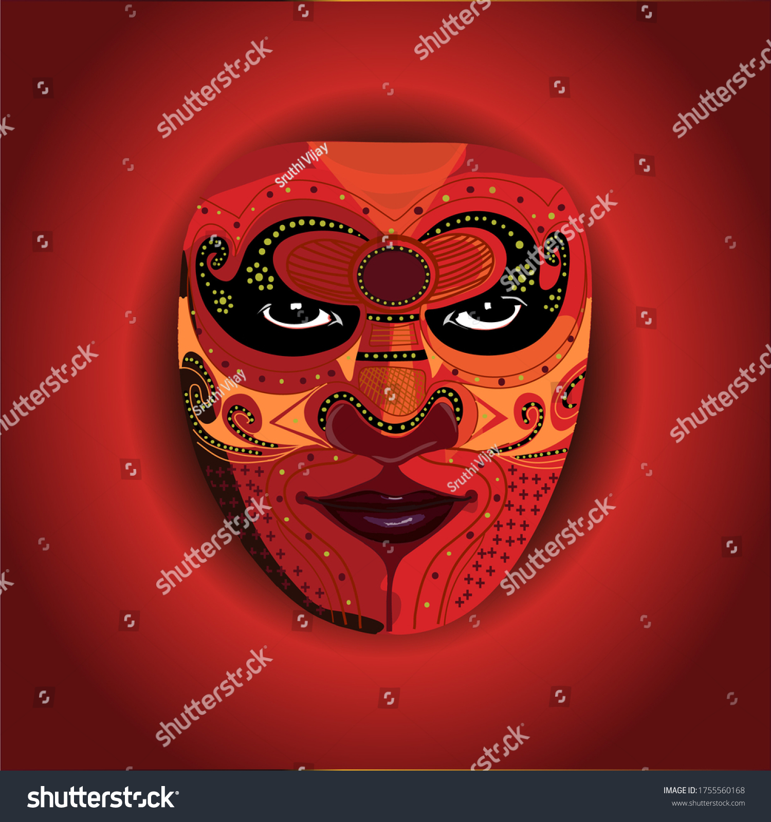 Kerala Culture Theyyam Mask Illustration Stock Illustration 1755560168 Shutterstock