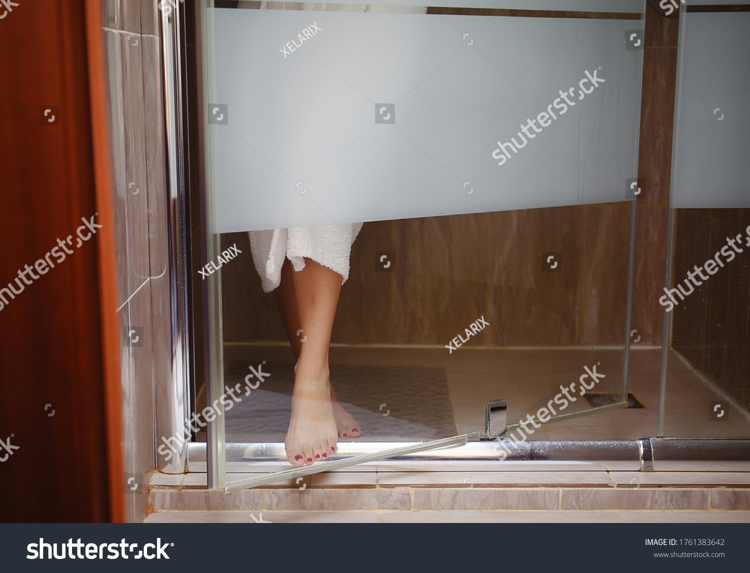 Woman Emerges Shower Cubicle Stock Photo 1761383642 | Shutterstock Woman Emerges Shower Cubicle Stock Photo 1761383642 | Shutterstock