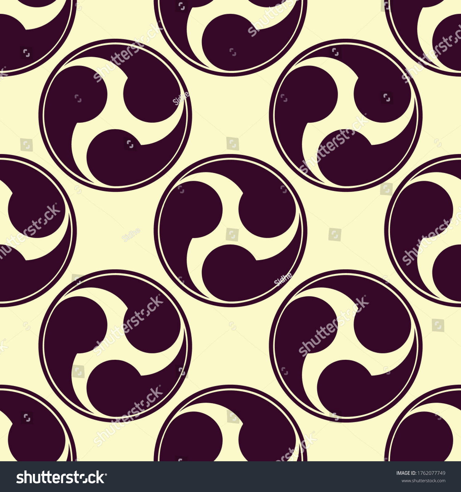 Seamless Vector Pattern Japanese Symbol Tomoe Stock Vector Royalty