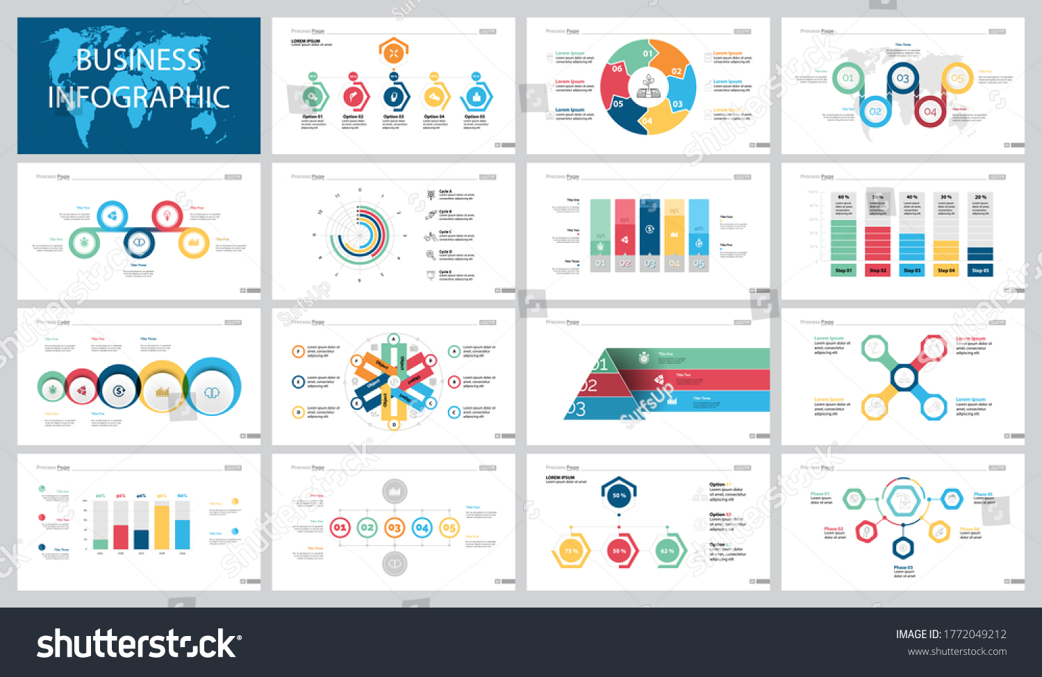 Colorful Infographic Charts Set Presentation Slide Stock Illustration ...