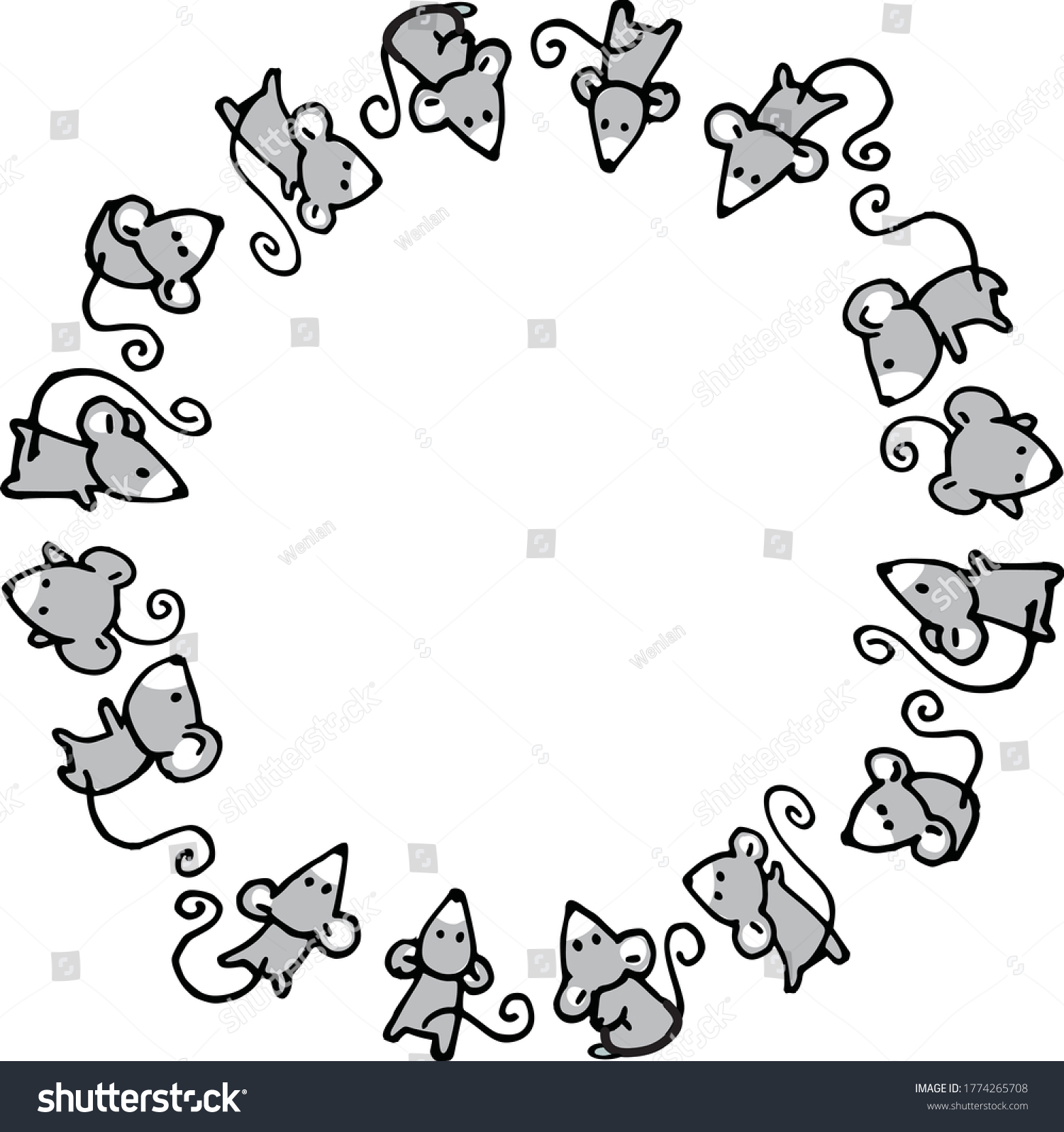 Vector Drawing Mouse Circle Border Frame Stock Vector (Royalty Free ...