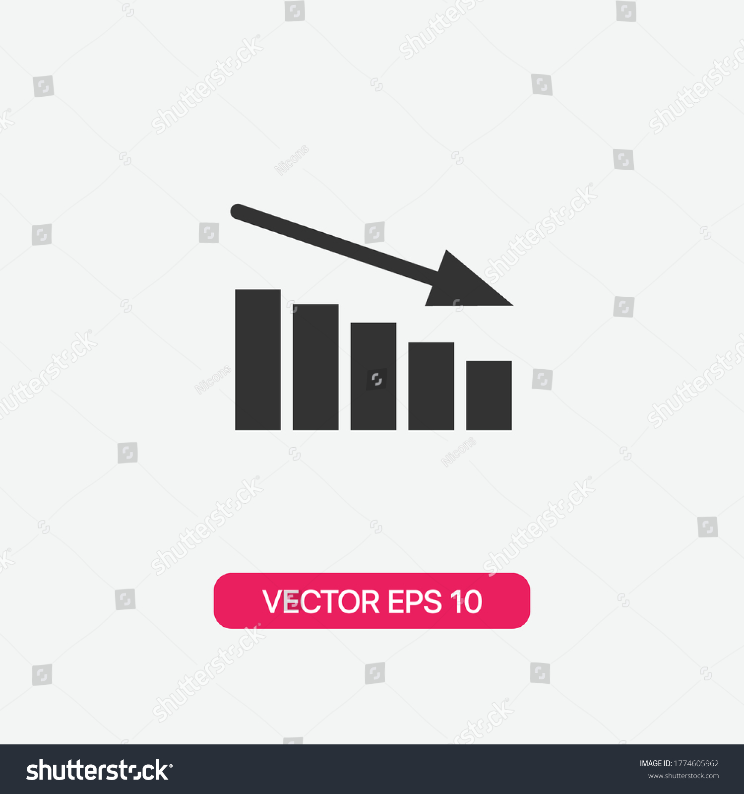 Vector Illustration Decrease Diagram Icon Simple Stock Vector (Royalty ...