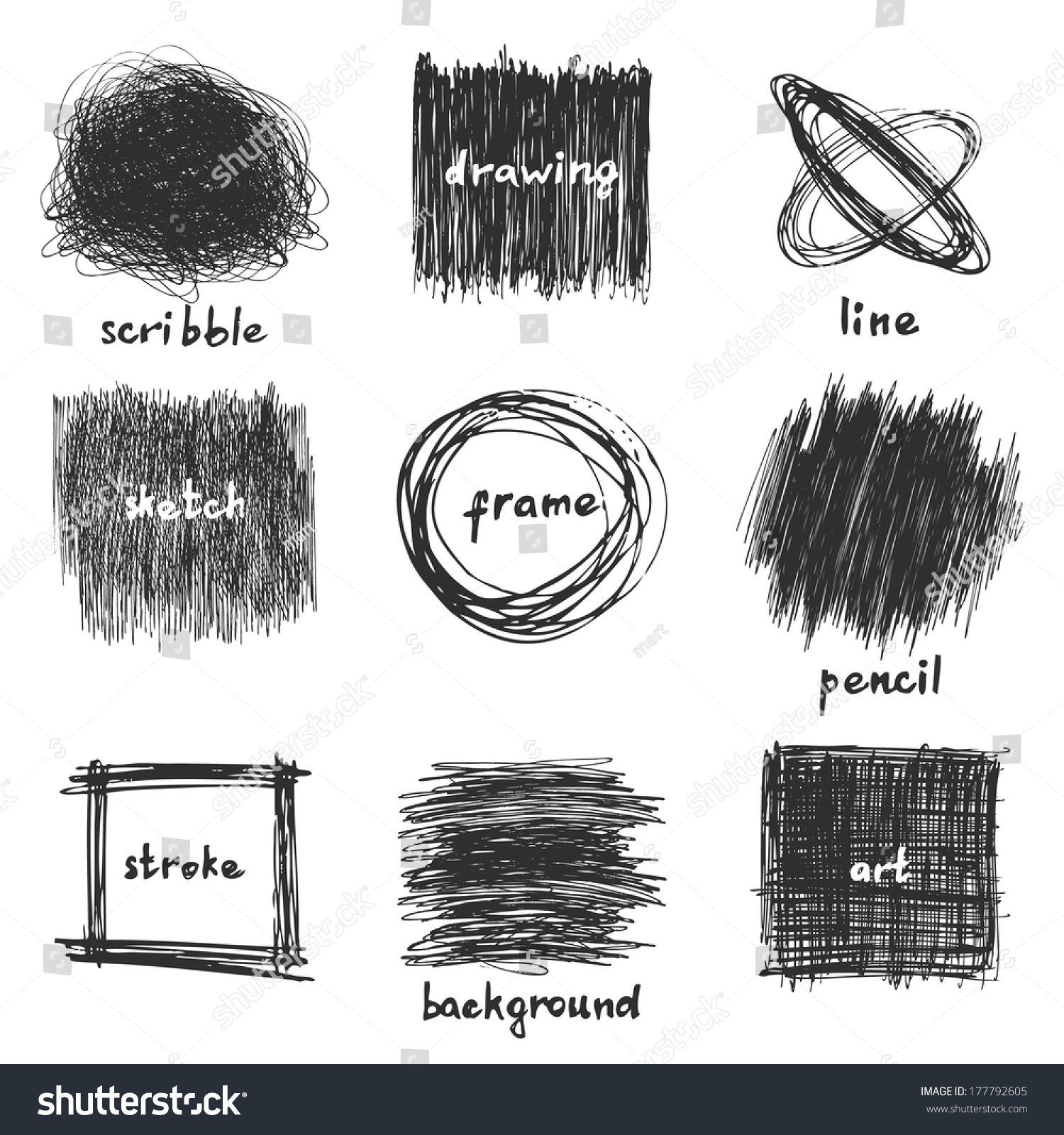 9 Vector Scribble Frames Stock Vector (Royalty Free) 177792605 ...