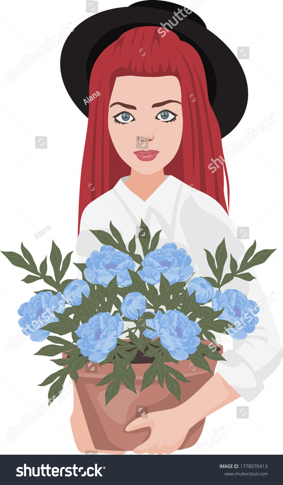 Image Beautiful Cute Girl Red Hair Stock Vector Royalty Free
