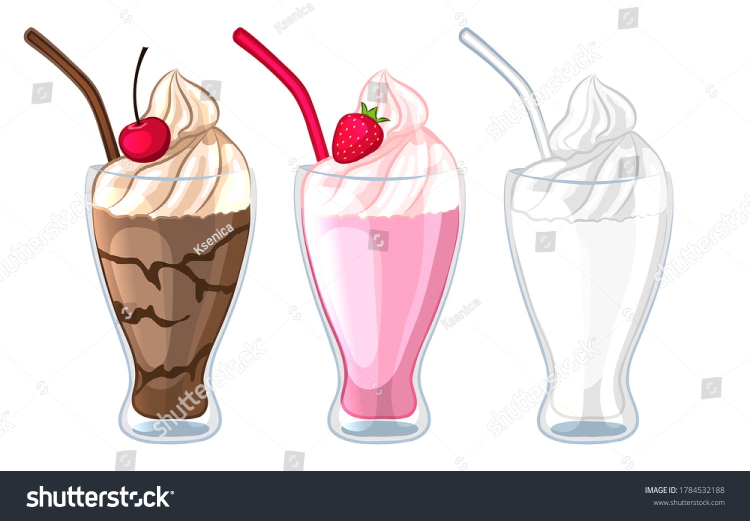 Set Different Types Milkshakes Milk Chocolate Stock Vector Royalty Free 1784532188 Shutterstock