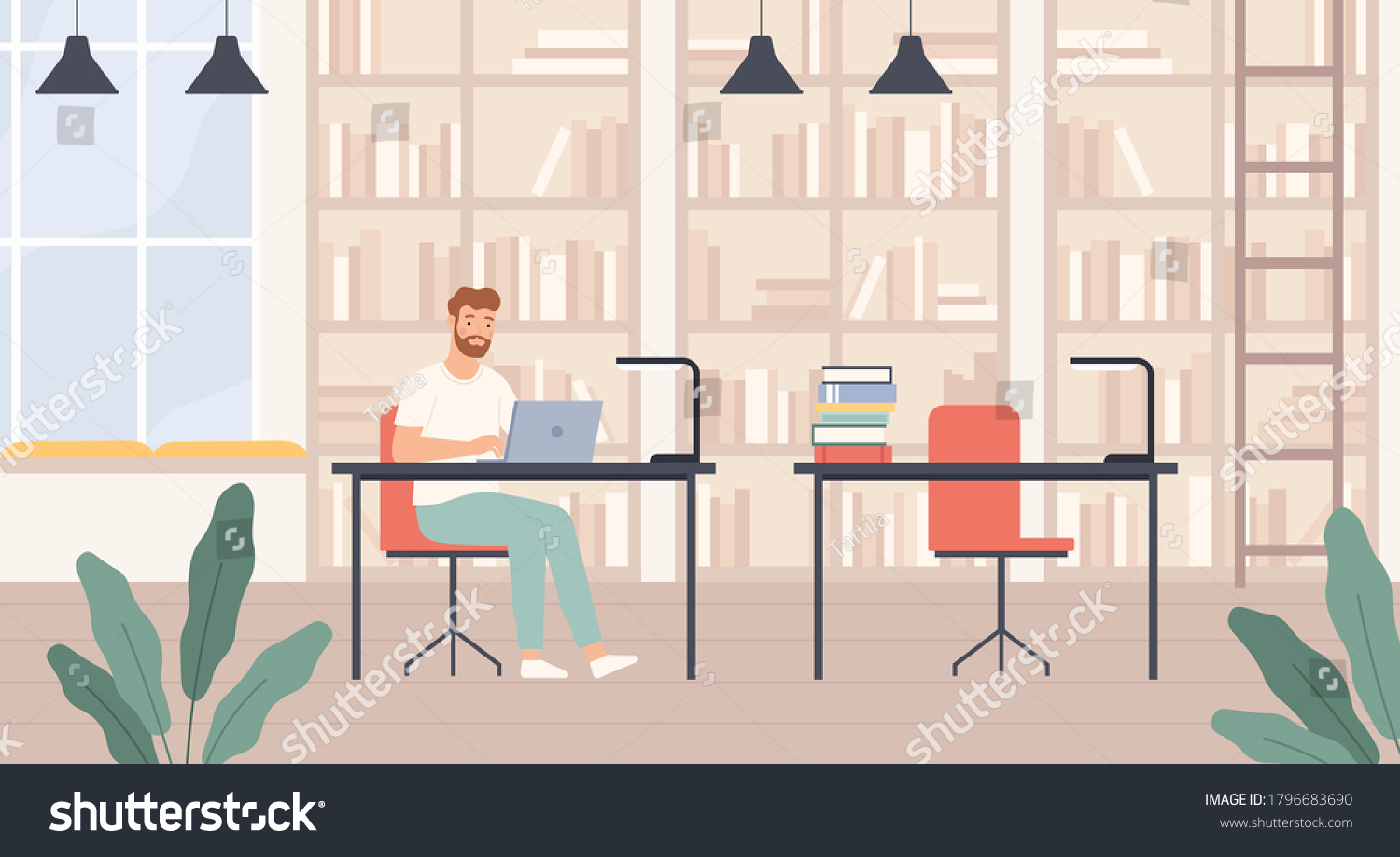 Man Library Young Man Public Library Stock Vector (Royalty Free ...