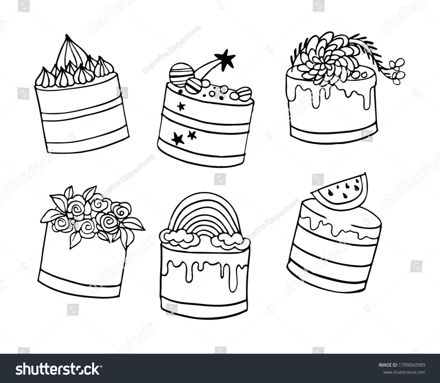Vector Outline Illustrations Set Sweet Tasty Stock Vector Royalty Free 1799060989 Shutterstock