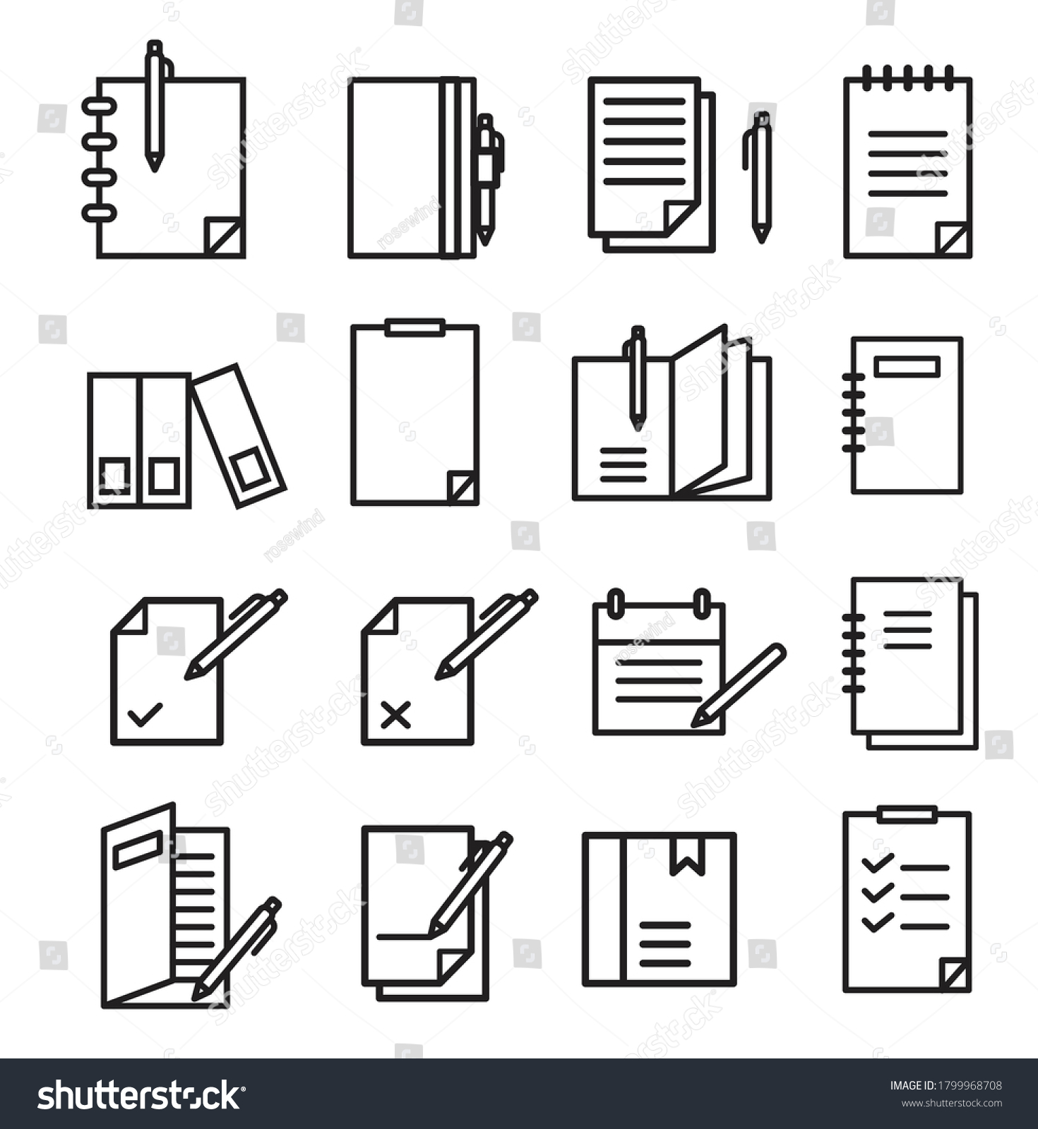 Notebook Icon Set Vector Symbol Note Stock Vector (Royalty Free ...