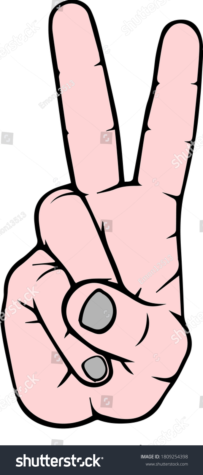 Victory Sign Hand Illustration Stock Vector Royalty Free 1809254398