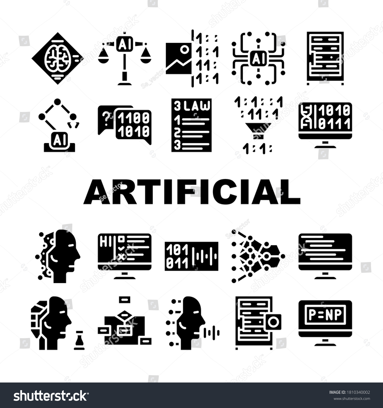 Artificial Intelligence System Icons Set Vector Stock Vector (Royalty ...