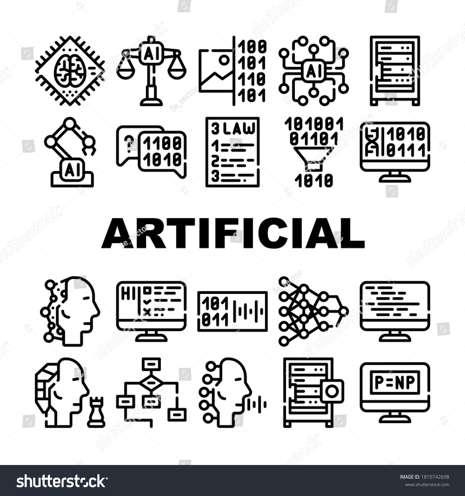 Artificial Intelligence System Icons Set Vector Stock Vector (Royalty ...