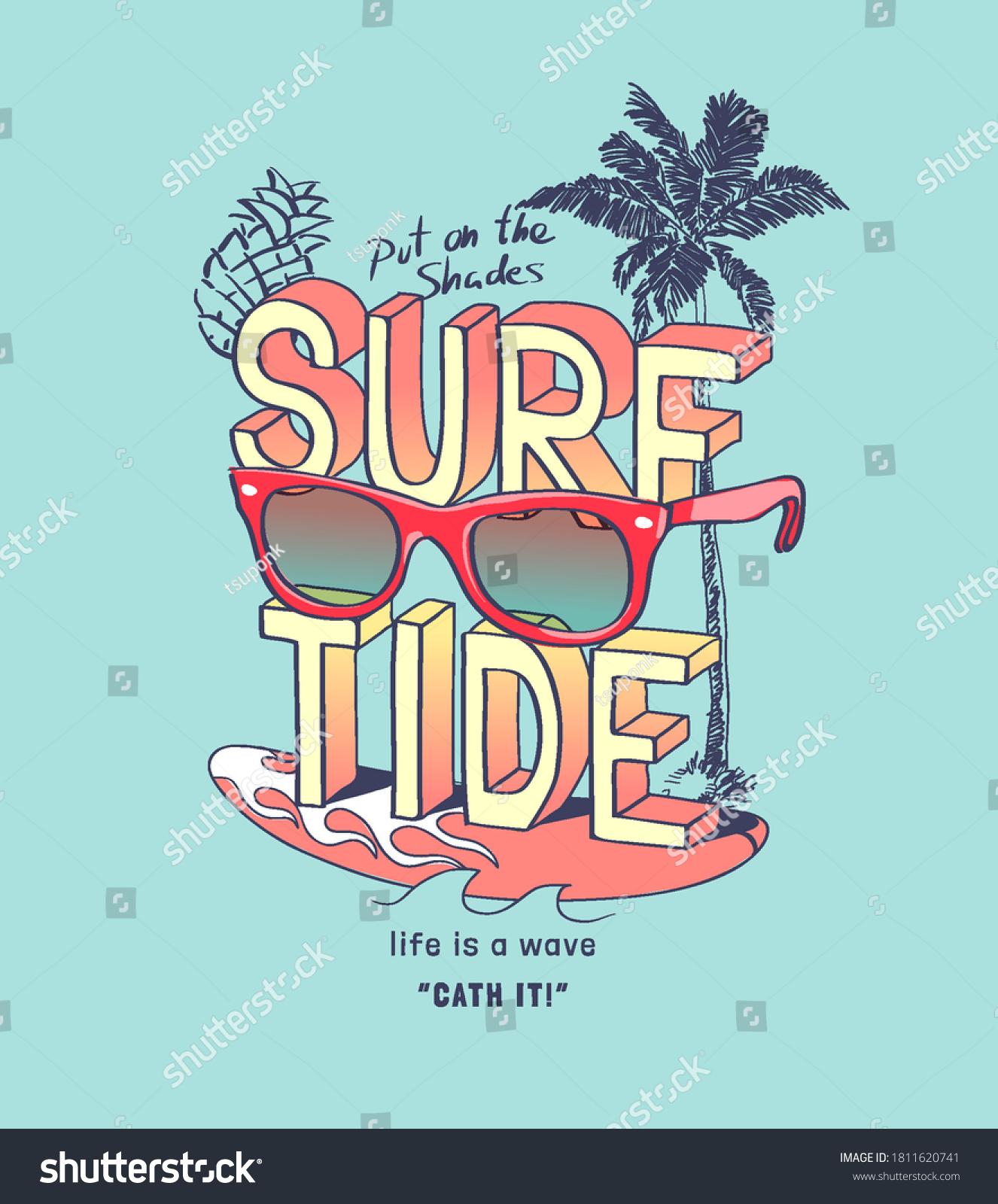 Surf Tide Slogan Sunglasses Surfboard Illustration Stock Vector ... Surf Tide Slogan Sunglasses Surfboard Illustration Stock Vector ...