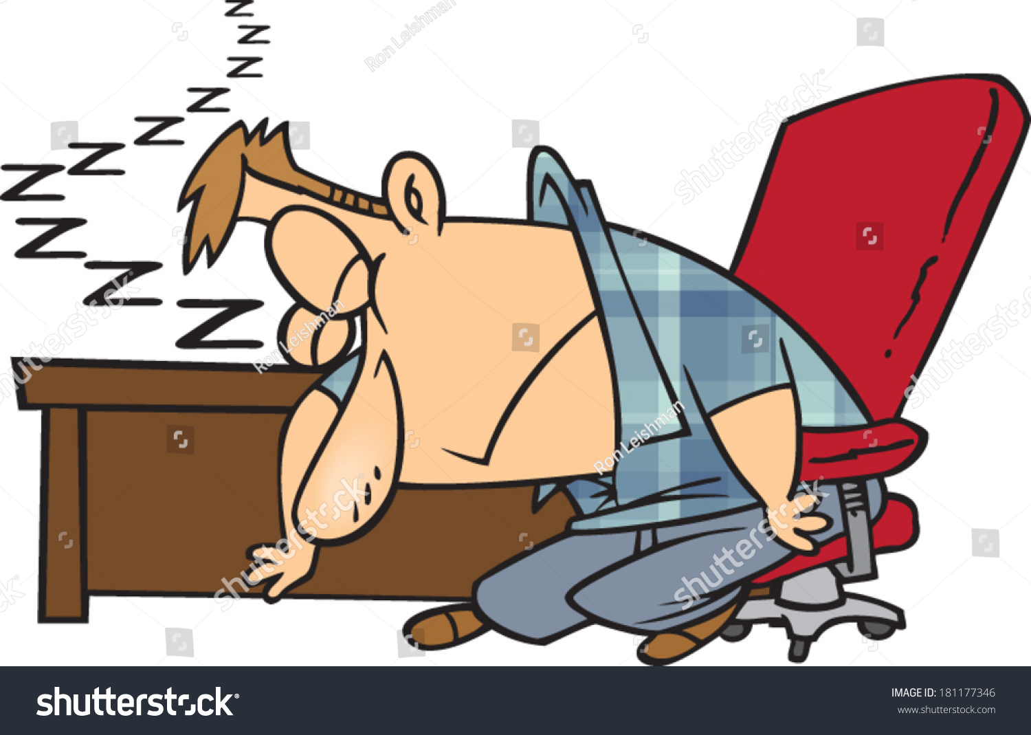 Cartoon Man Sleeping On His Desk 스톡 벡터로열티 프리 181177346 Shutterstock