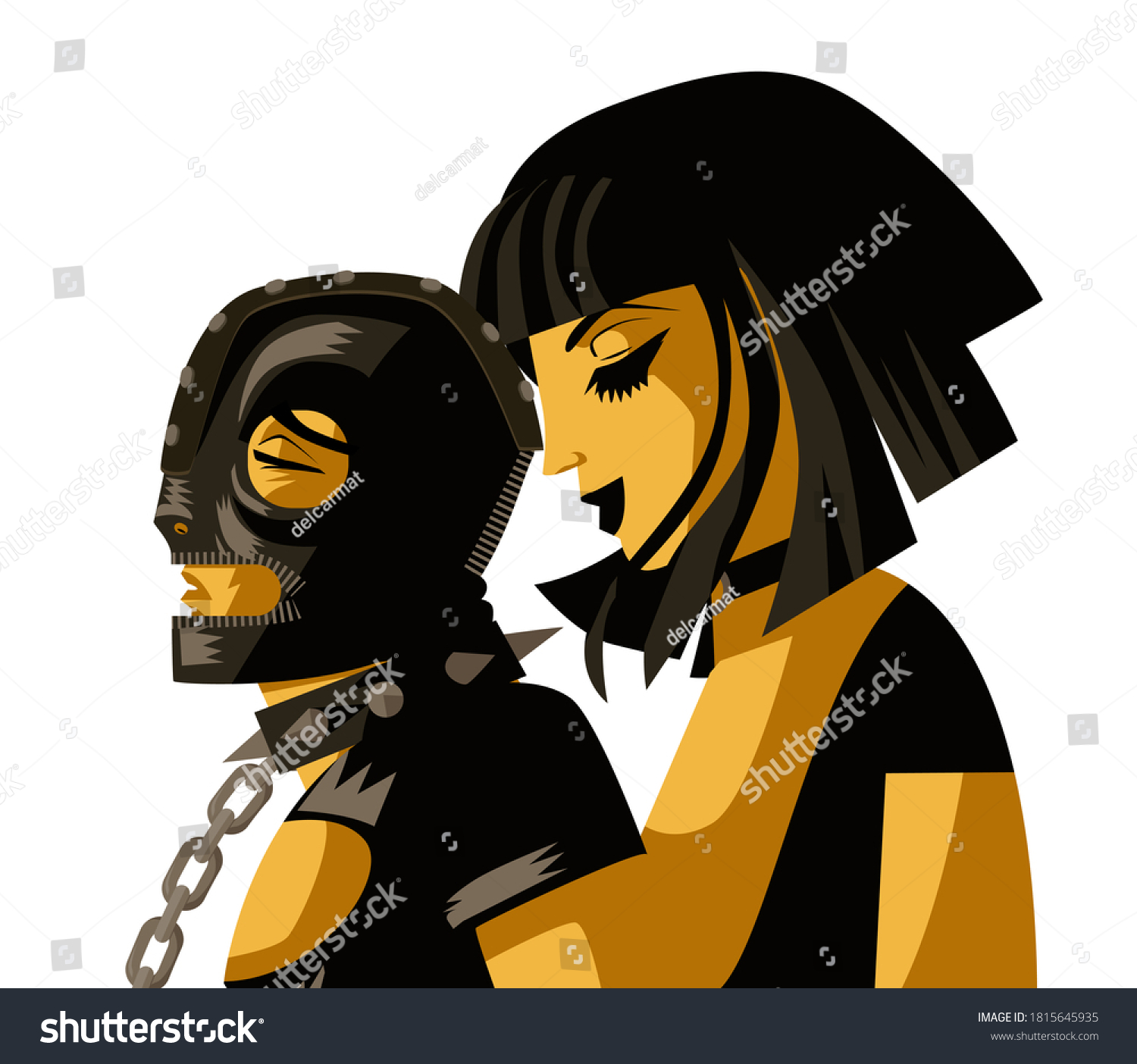 Bdsm Leather Mask Man Mistress Woman Stock Vector Royalty Free 1815645935 Shutterstock