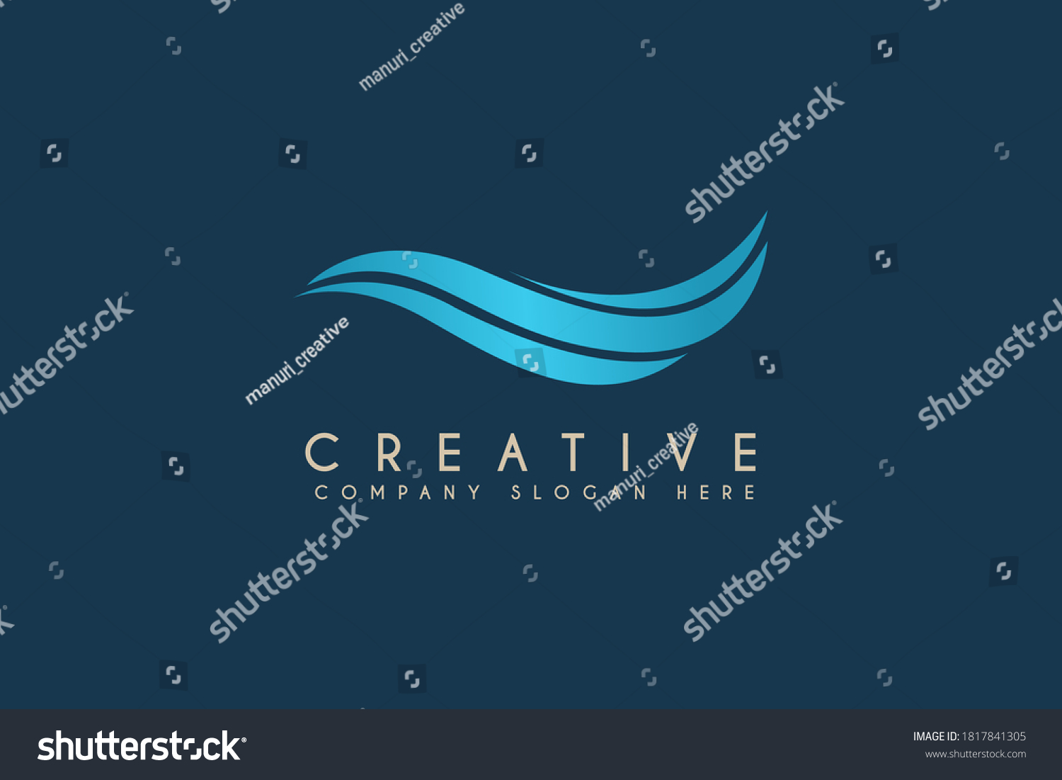 Simple Wave Logo Isolated On Blue Stock Vector (Royalty Free ...